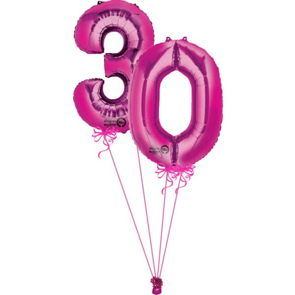 Pink Giant Numbers 30 – look4balloons.com